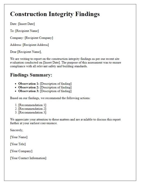 Letter Template For Structural Integrity Report Free Samples In Pdf Letterin