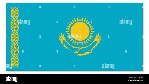 Flag Of Kazakhstan Kazakh National Symbol In Official Colors Template