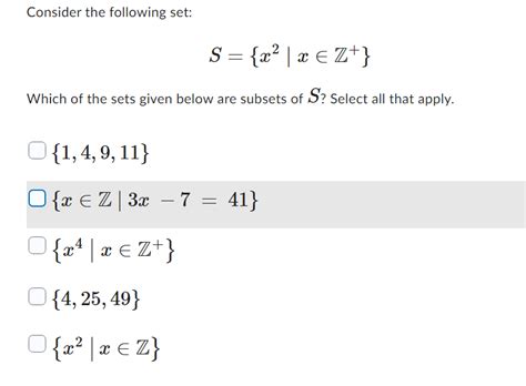 Solved Consider The Following Set S X2xZ Which Of The Chegg Com