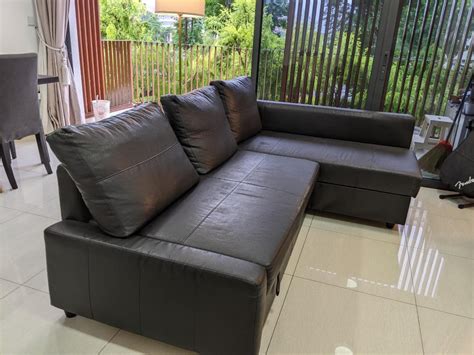 Ikea Friheten Corner Leather Sofa Bed With Storage Furniture And Home
