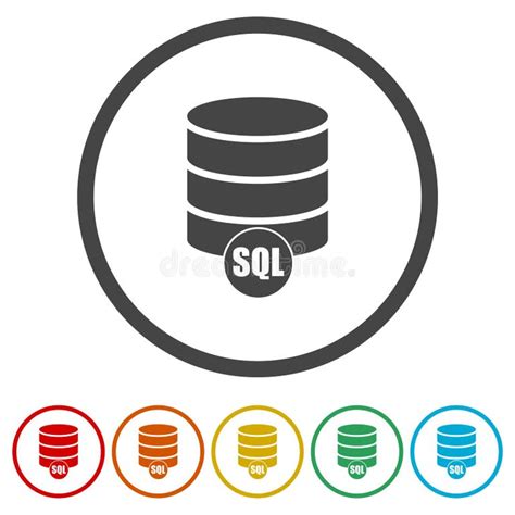 Sql Server Icon Isolated On White Background Set Icons In Color Circle
