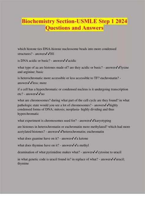 Biochemistry Section Usmle Step 1 2024 Questions And Answers Usmle Stuvia Us