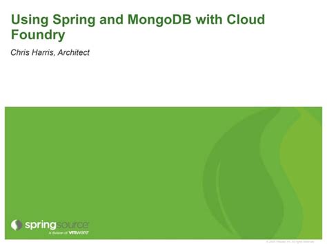 Using Spring Data And Mongodb With Cloud Foundry Ppt Databases Computer Software And