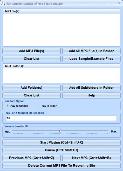 play random section of mp3 files software