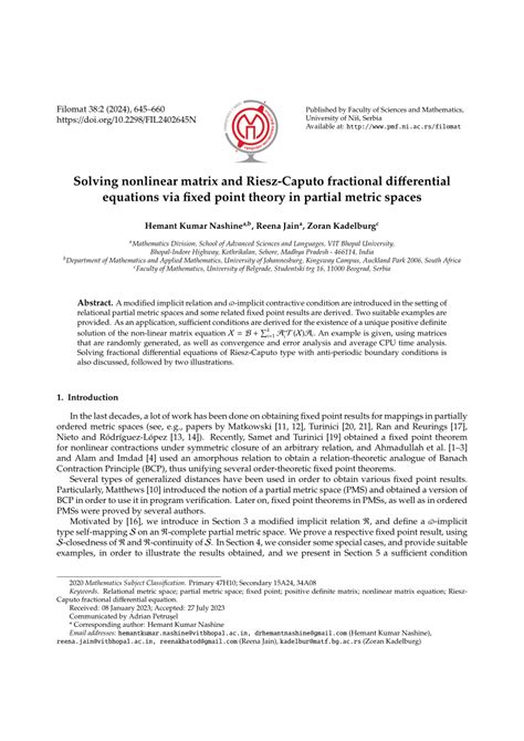 Pdf Solving Nonlinear Matrix And Riesz Caputo Fractional Differential