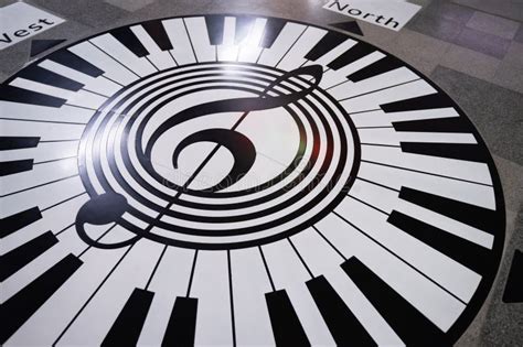 The Floor Of The Hall With Musical Patterns And Piano Keys Is Round Stock Image Image Of