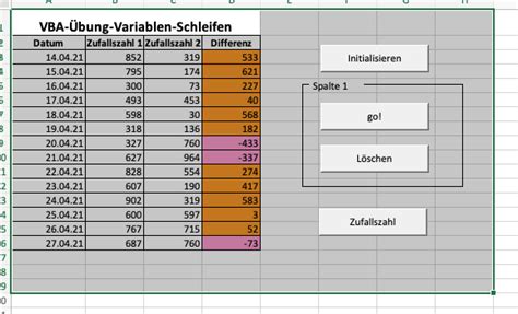 VBA Variablen Schleifen BKO Unterrichtsinhalte
