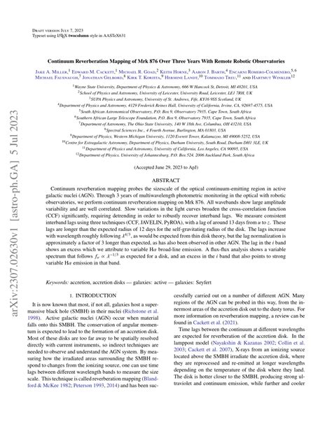 Pdf Continuum Reverberation Mapping Of Mrk 876 Over Three Years With Remote Robotic Observatories