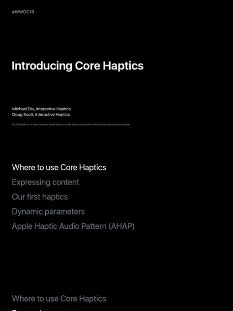 Apple Introducing Core Haptics Pdf Augmented Reality Ios