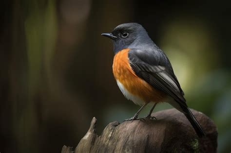 Premium Ai Image Male Redstart Perched Atop Tree Trunk With View Of
