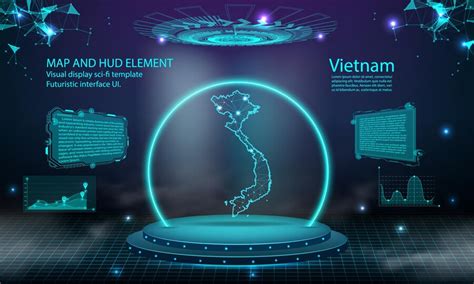 Premium Vector Vietnam Map Light Connecting Effect Background Abstract Digital Technology Ui