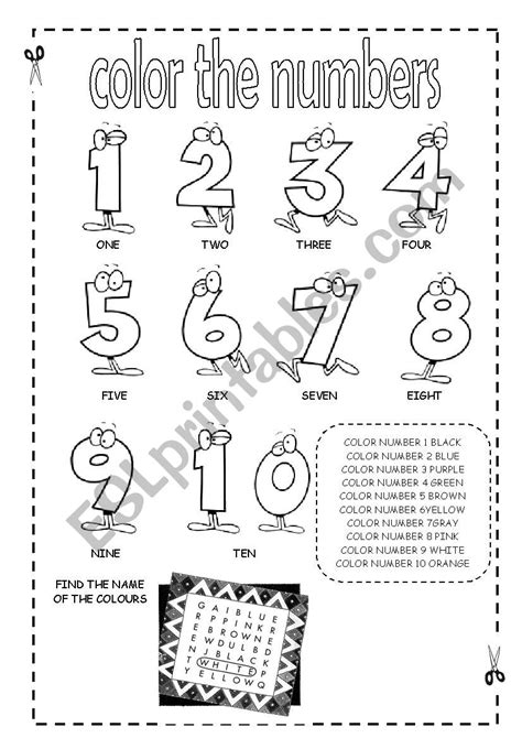 Color The Numbers 1 10 Esl Worksheet By Lolelozano