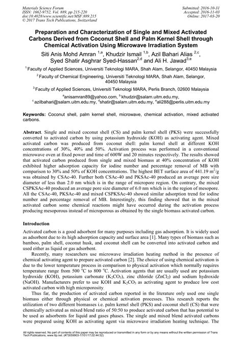 Pdf Preparation And Characterization Of Single And Mixed Activated Carbons Derived From