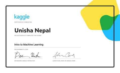 unisha nepal on linkedin unisha nepal completed the intro to machine learning course on kaggle