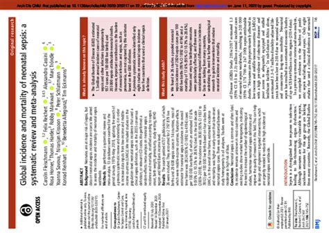 Pdf Global Incidence And Mortality Of Neonatal Sepsis A Systematic Review And Meta Analysis