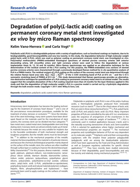 Degradation Of Poly L Lactic Acid Coating On Pdf Differential Scanning Calorimetry Polymers