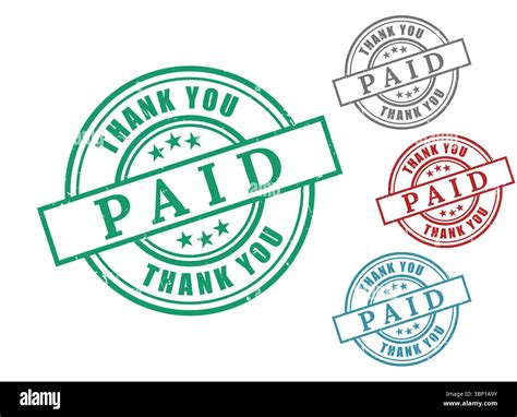 Paid Stamps Green Red Blue Transaction Approved Graphics Stock Vector