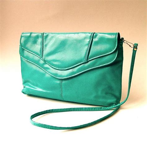 80s Vintage Electric Teal Faux Leather Purse Etsy Faux Leather
