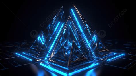 추상 미래 기술 배경 네온 파란색 삼각형 3d 렌더링 3d 빛 연보라색 형광등 배경 일러스트 및 사진 무료 다운로드