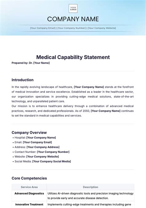 Free Medical Capability Statement Template To Edit Online