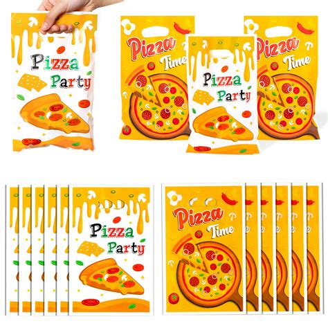 Arowlwesh Pizza Party Favor Bags 50pcs Plastic Snack