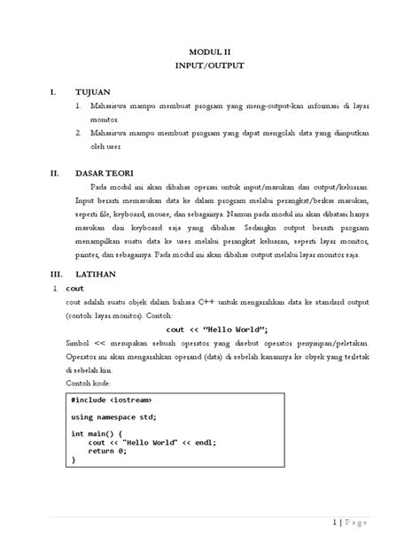 Modul 02 Input Output Pdf