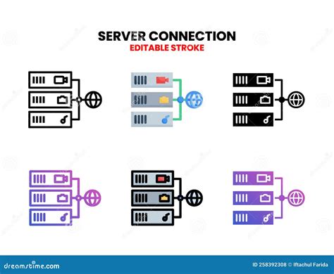 Server Connection Icon Set With Different Style Stock Vector Illustration Of Technology