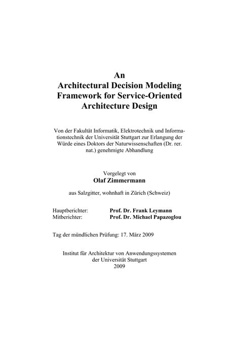 Pdf An Architectural Decision Modeling Framework For Service Oriented