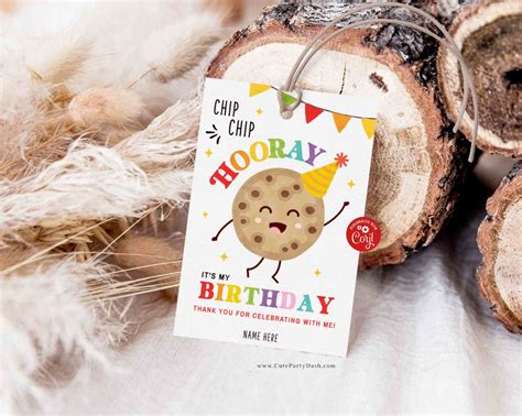 Chip Chip Hooray Birthday Treat Tag Chocolate Chip Cookie Classroom S
