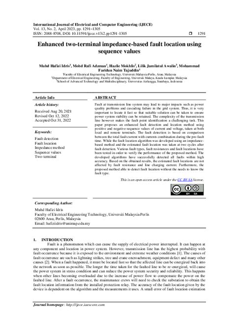 pdf enhanced two terminal impedance based fault location using