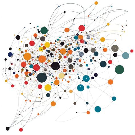 Abstract Design Featuring Interconnected Multicolored Nodes Lines White