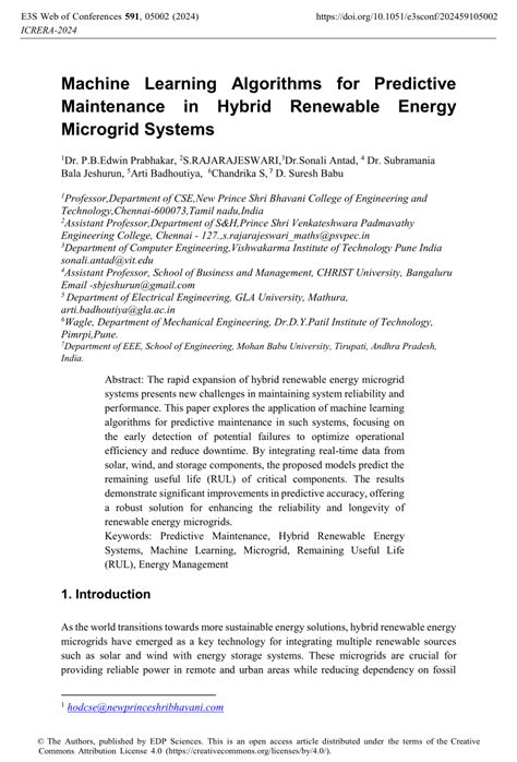 Pdf Machine Learning Algorithms For Predictive Maintenance In Hybrid