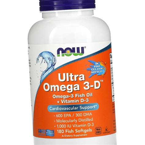 Омега 3 с витамином Д Now Foods Ultra Omega 3 D 180 гел капс рыбий жир Id 1240485038 цена