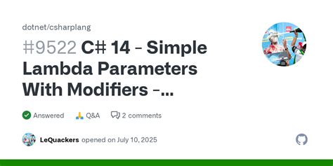 C 14 Simple Lambda Parameters With Modifiers Inferred Type Arguments · Dotnet Csharplang