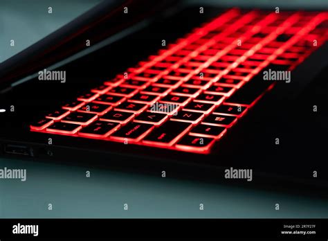 Gaming Laptop Keyboard With Led Red Light Stock Photo Alamy