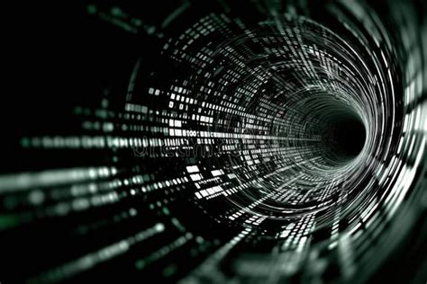 Abstract Tunnel Formed By Coding Language Text Conveys Digital Depth