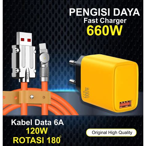Jual Charger W Batok Kabel Data Fast Charging Putar Rotasi Type C W A Usb Data