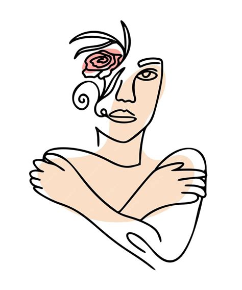 Premium Vector Abstract Poster With Minimal Woman Faceone Line