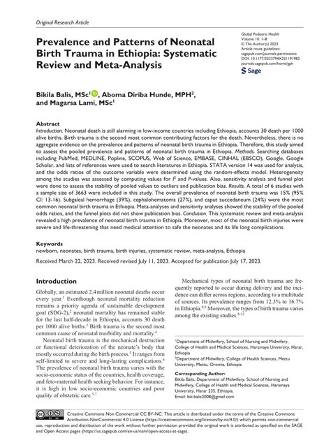 PDF Prevalence And Patterns Of Neonatal Birth Trauma In Ethiopia Systematic Review And Meta