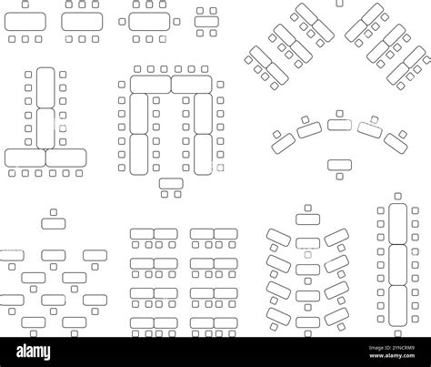 Seating Schemes For Rectangular Tables Table And Chairs Top View In Different Shapes U And T