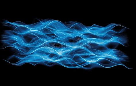 Blue Light Waves Flowing Smoothly Against A Dark Background Create A