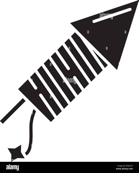 Launching Fireworks Black Icon Vector Sign On Isolated Background