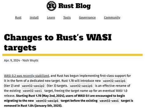 Rust言語WebAssemblyでコンポーネントモデルを実現するWASI Preview 対応を発表 Publickey