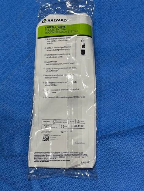 New Halyard 20 4100h Farrell Valve Closed Enteral Decompression System 25 Bx Disposables