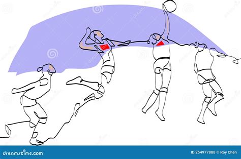 Girl Spiking Flaming Volleyball Vector Cartoon Illustration