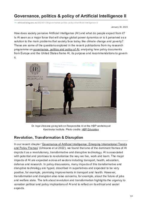 Pdf Governance Politics And Policy Of Artificial Intelligence Ii