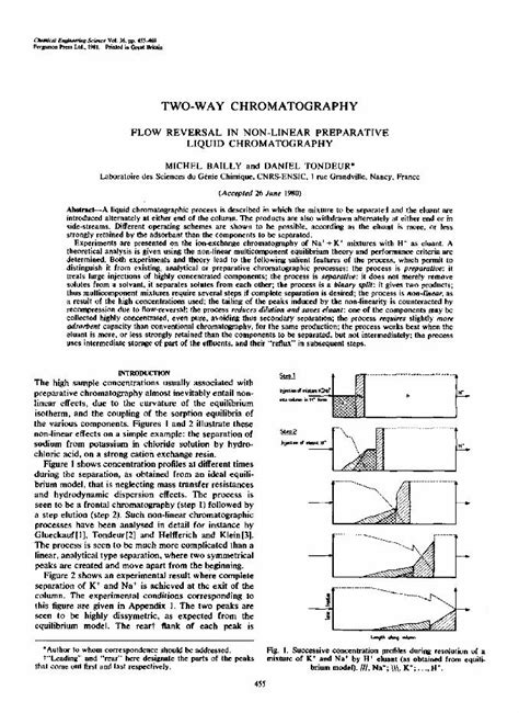 Pdf Two Way Chromatography Flow Reversal In Non Linear Preparative Liquid Chromatography