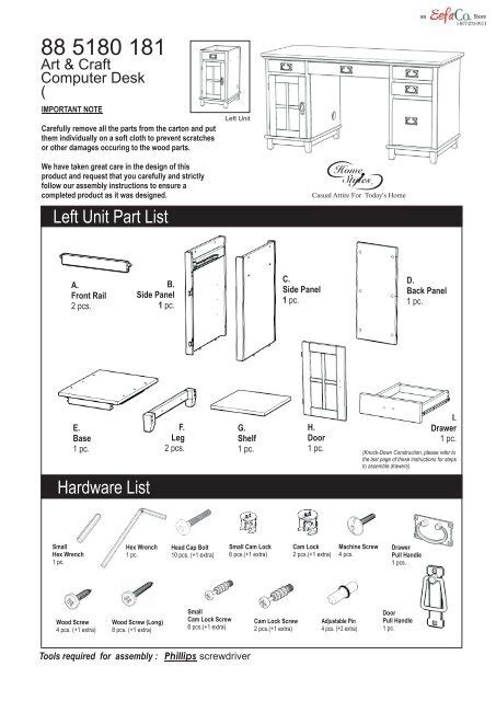 Desk Assembly Instructions