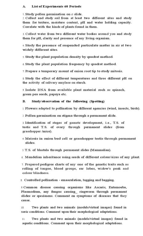 PSEB Class Th Biology Syllabus PDF