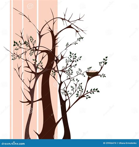 Trees With Nest Stock Vector Illustration Of Wallpaper 29956474